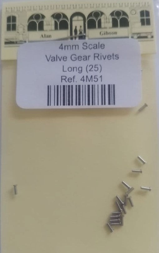 G4M51 GIBSON Valve gear rivets - long, pack of 23 – my british model trains